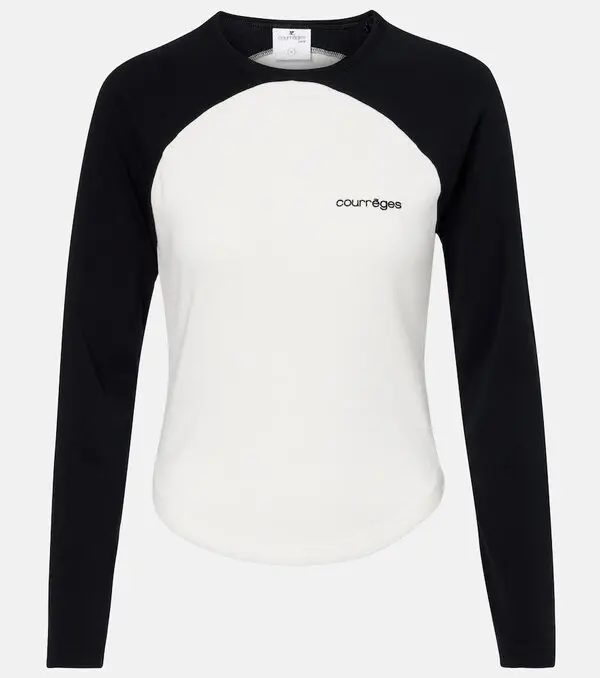 COURREGES Circle Contrast Cotton Jersey T-shirt - White