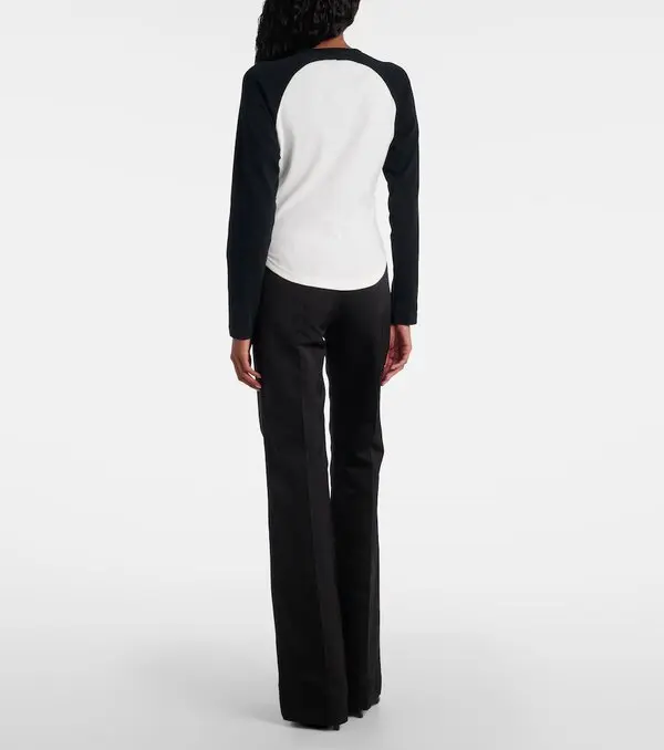 COURREGES Circle Contrast Cotton Jersey T-shirt