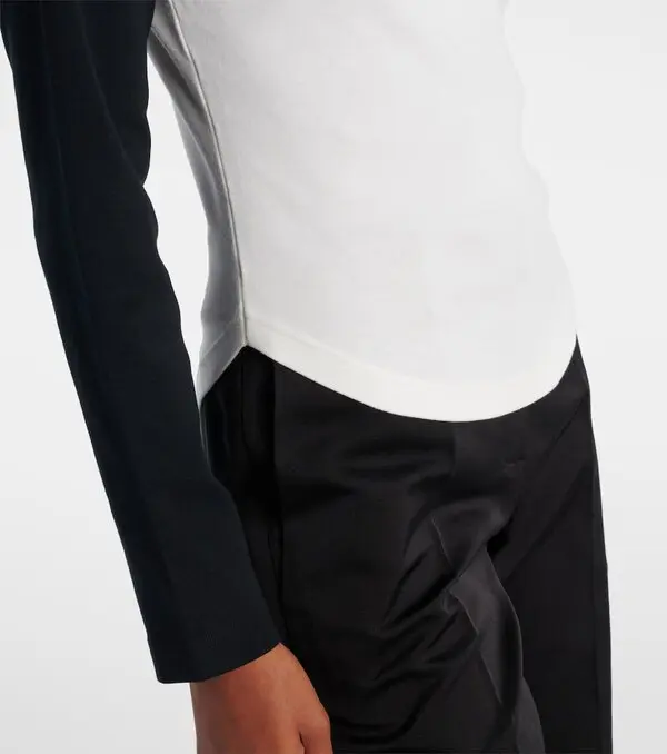 COURREGES Circle Contrast Cotton Jersey T-shirt
