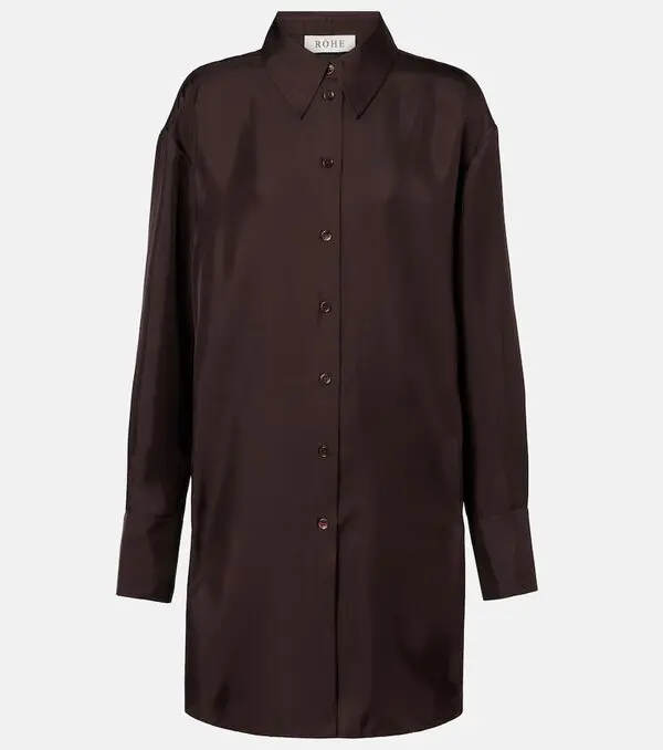 RÓHE Oversized Silk Shirt - Brown
