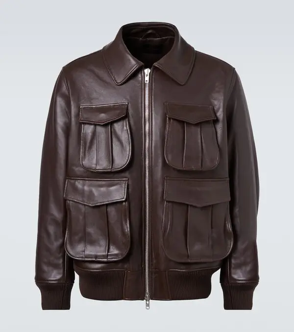 Simone Rocha Chocolate Leather Bomber Jacket