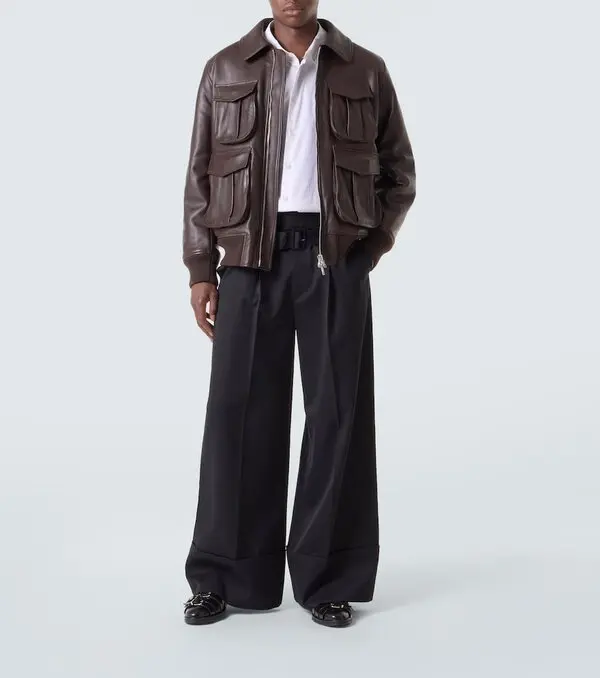 Simone Rocha Chocolate Leather Bomber Jacket