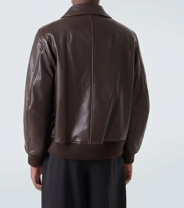 Simone Rocha Chocolate Leather Bomber Jacket