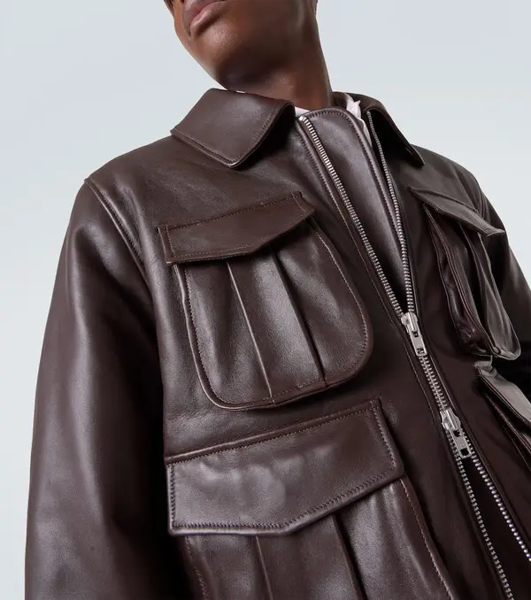 Simone Rocha Chocolate Leather Bomber Jacket