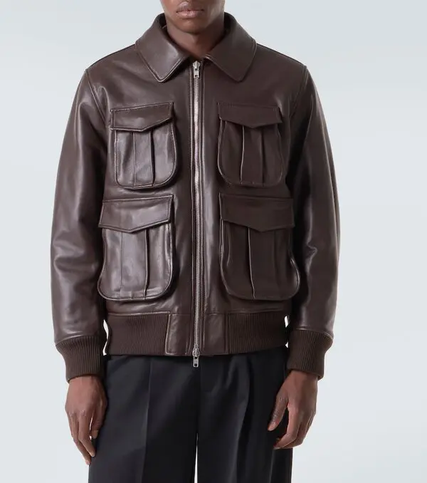 Simone Rocha Chocolate Leather Bomber Jacket