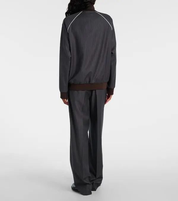 Miu Miu Pinstripe Virgin Wool Blouson Jacket - Grey