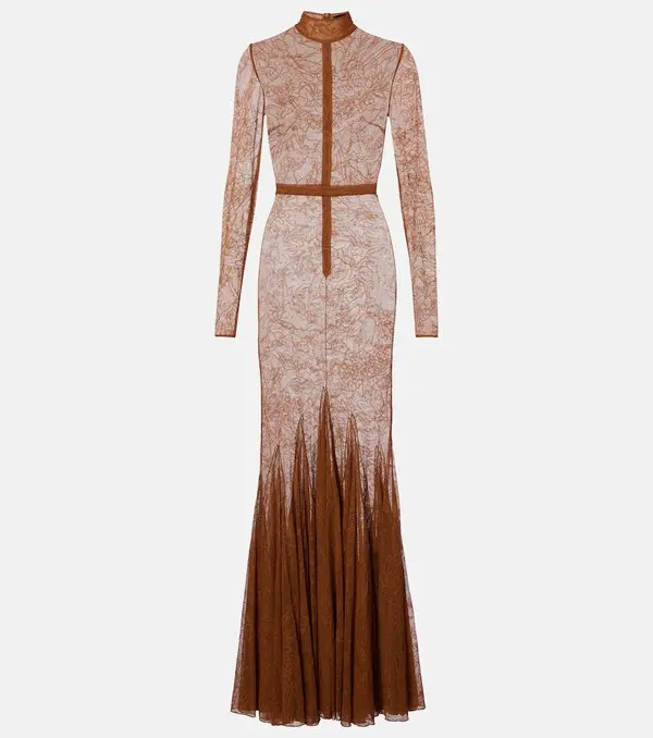 David Koma Sheer Lace Gown