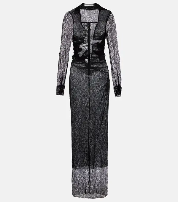 Christopher Esber Venus Sheer Lace Gown - Black