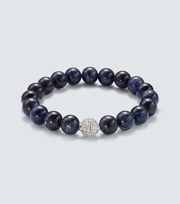 SYDNEY EVAN 14kt White Beaded Bracelet With Diamonds - Silver