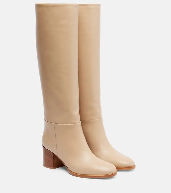 GIANVITO ROSSI Santiago 60 Leather Knee-high Boots - Beige