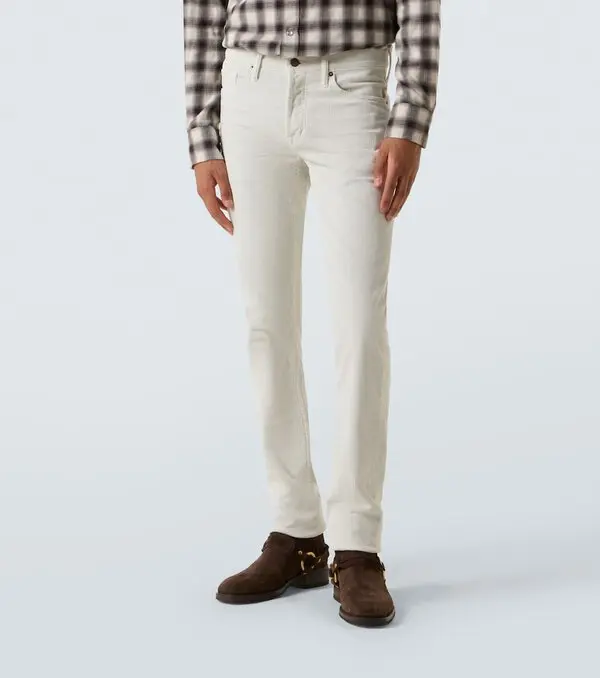 TOM FORD Cotton Corduroy Slim Pants - White