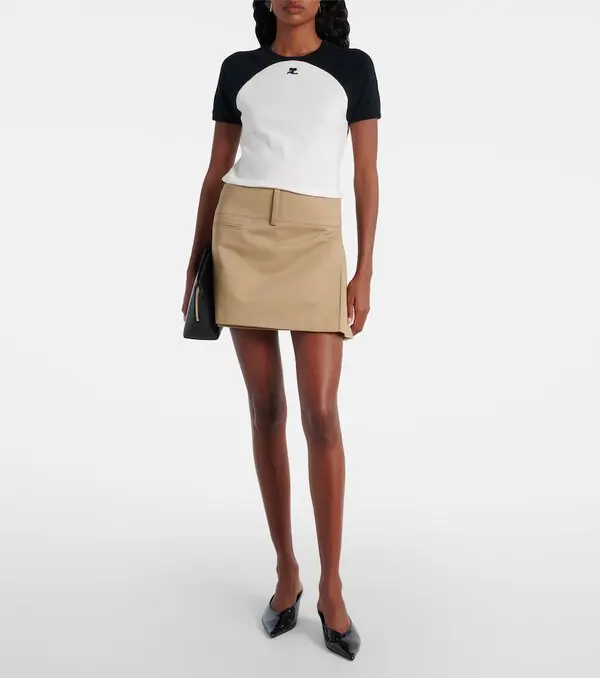 COURREGES Circle Contrast Cotton Jersey T-shirt
