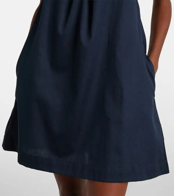 LESET Gathered Cotton Mini Dress