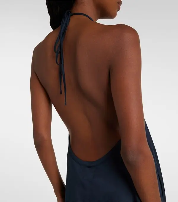 LESET Gathered Cotton Mini Dress