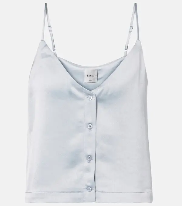 LESET Barb Button Satin Camisole Powder - Blue