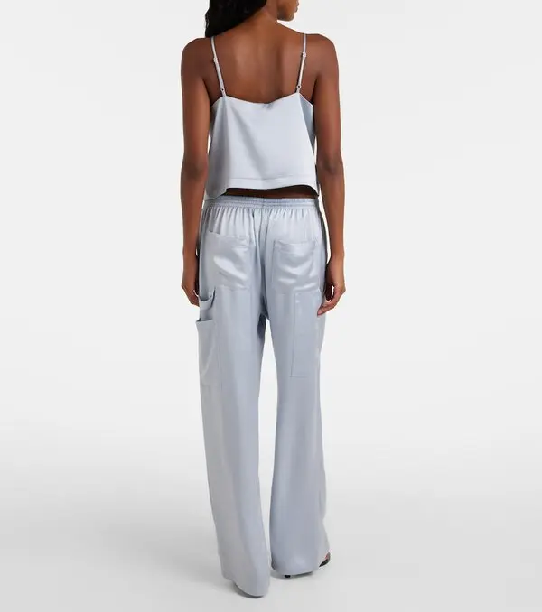 LESET Barb Button Satin Camisole Powder