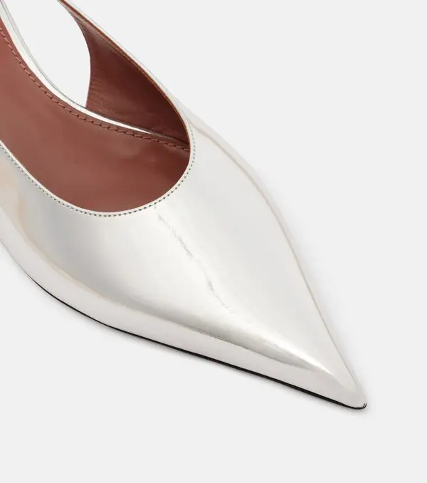 Paris Texas Jessica Mirrored Leather Slingback Pumps - Silver
