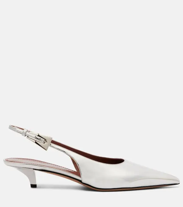 Paris Texas Jessica Mirrored Leather Slingback Pumps - Silver