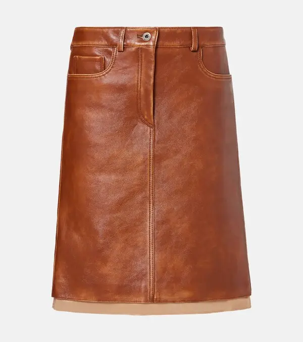 Miu Miu Leather Midi Skirt