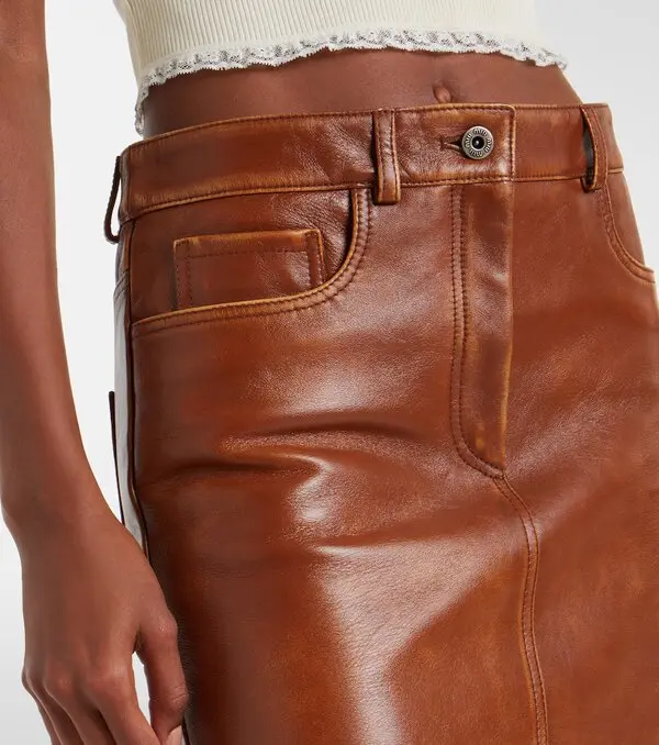 Miu Miu Leather Midi Skirt