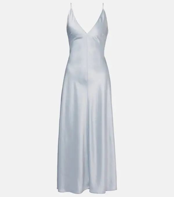LESET Barb Satin Slip Dress - Blue