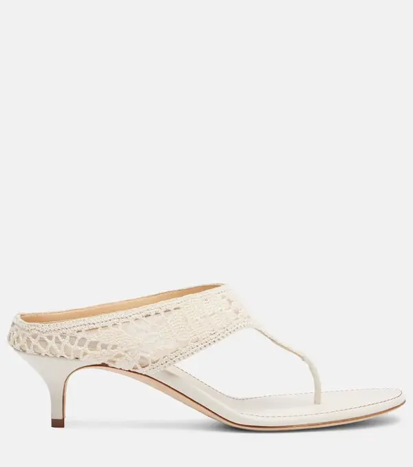 Magda Butrym Cream Crochet Thong Sandals