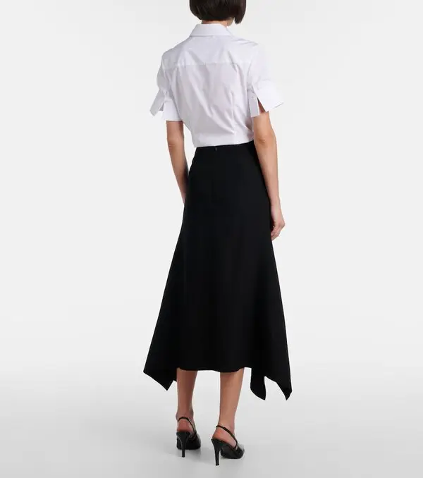 Erdem Draped Virgin Wool Midi Skirt