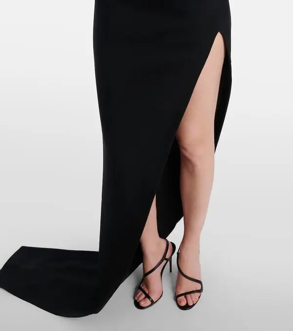 David Koma Cut Out Asymmetric Wool-blend Gown