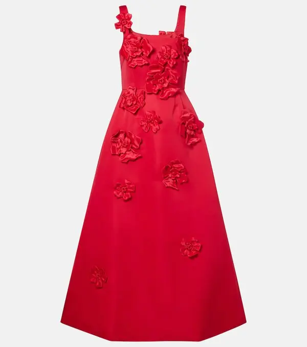LEO LIN Rianne Floral-applique Maxi Dress - Red