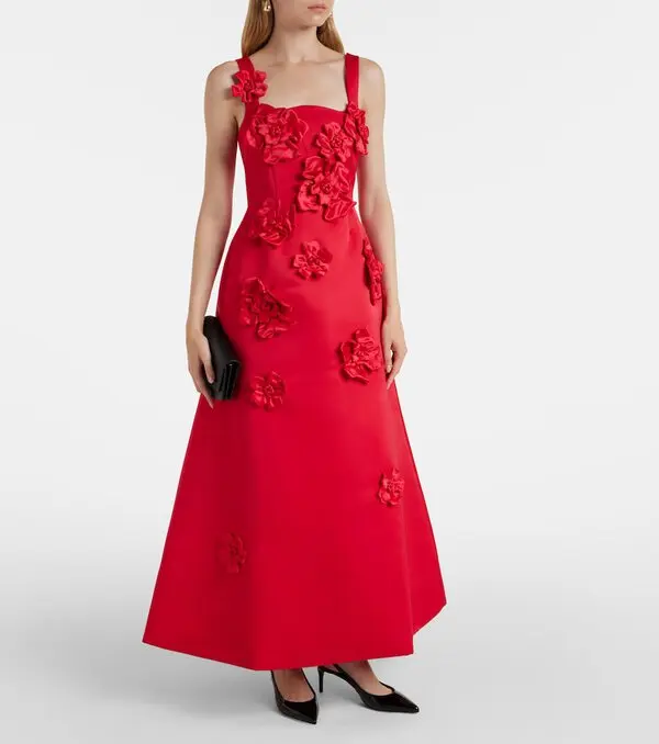 LEO LIN Rianne Floral-applique Maxi Dress