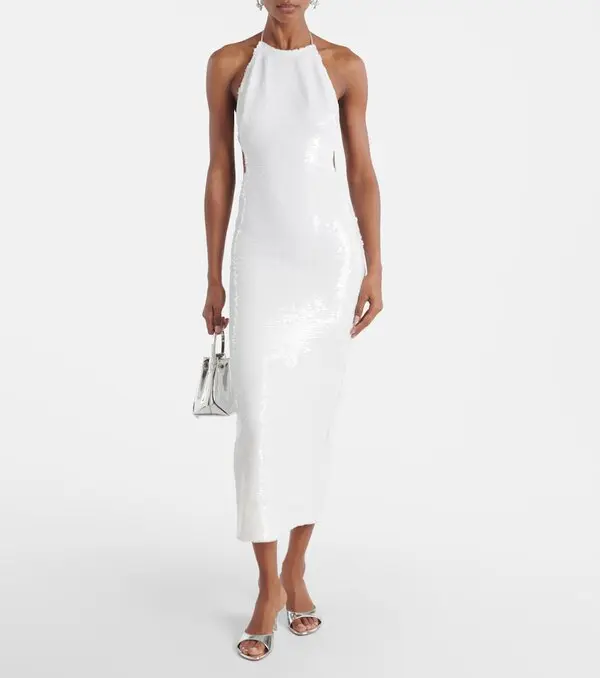 THE NEW ARRIVALS ILKYAZ OZEL Cindy Sequined Halterneck Midi Dress
