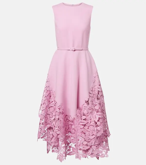 Oscar De La Renta Wool-blend And Lace Cocktail Dress - Pink
