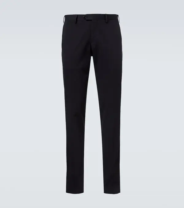 LARDINI Cotton-blend Slim Trousers In Navy - Blue