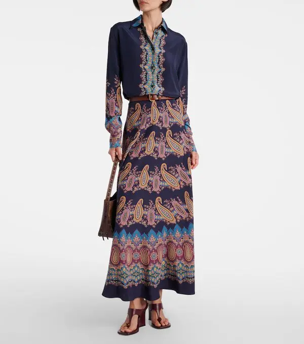 Etro Paisley Silk Maxi Skirt