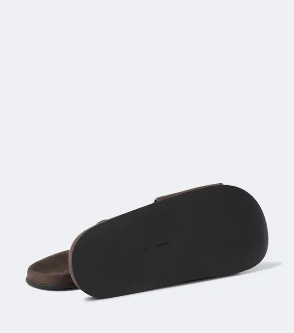 THE ROW Hugh Suede Slides - Brown