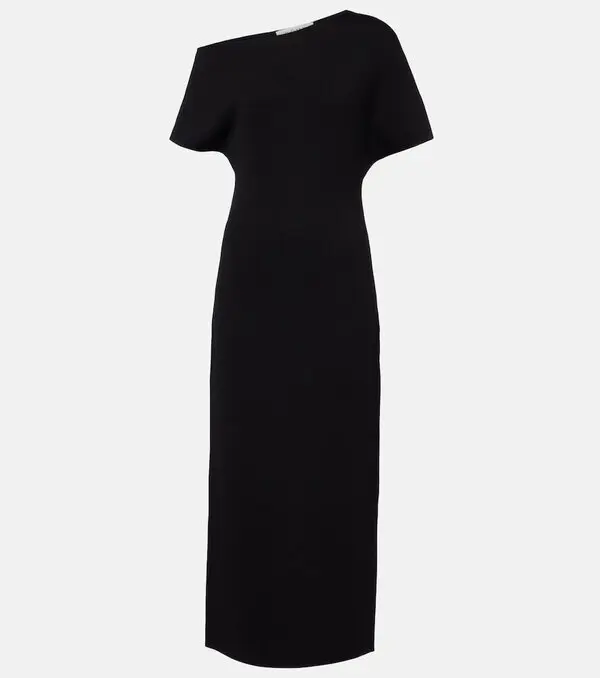 RÓHE Knitted One-shoulder Midi Dress - Black