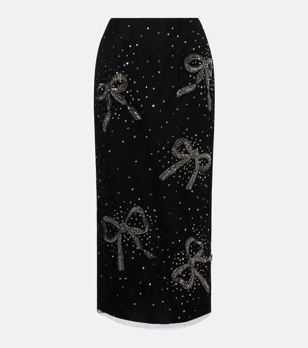 Carolina Herrera Embellished Sheer Midi Skirt - Black