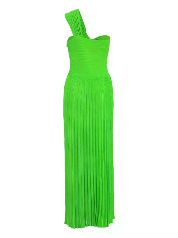 Gabriela Hearst One-shoulder Pleated Maxi Dress - Green