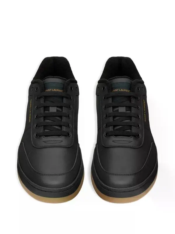 Saint Laurent Leather Logo Sneakers - Black