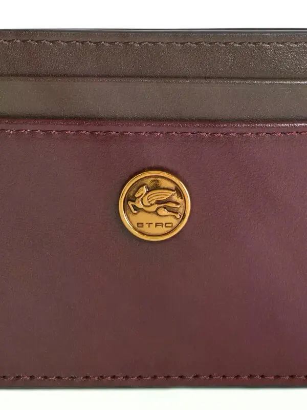 Etro Two-tone Leather Card Holder - Red