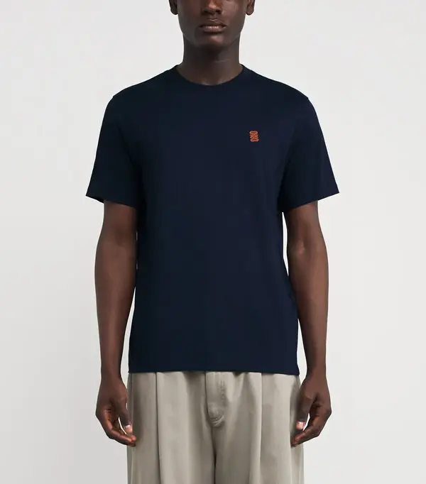 Sandro Cotton Logo-patch T-shirt - Blue