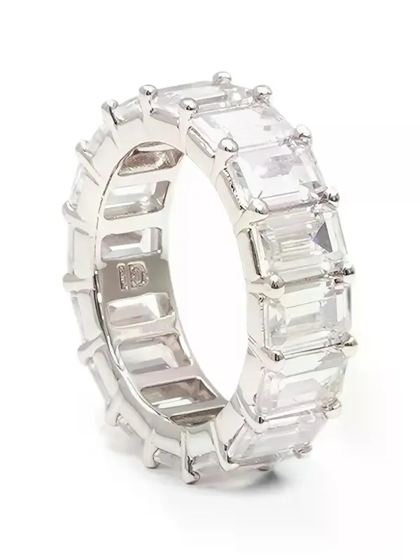 IZABEL DISPLAY Izabel Eternity Band Ring With Emerald Cut Stones - Silver