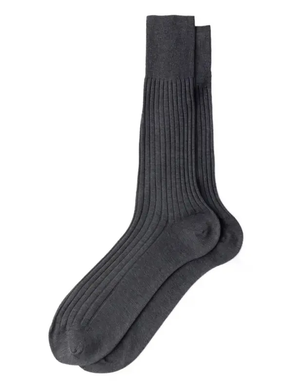 Prada Ribbed Knit Mid-calf Socks - Grey