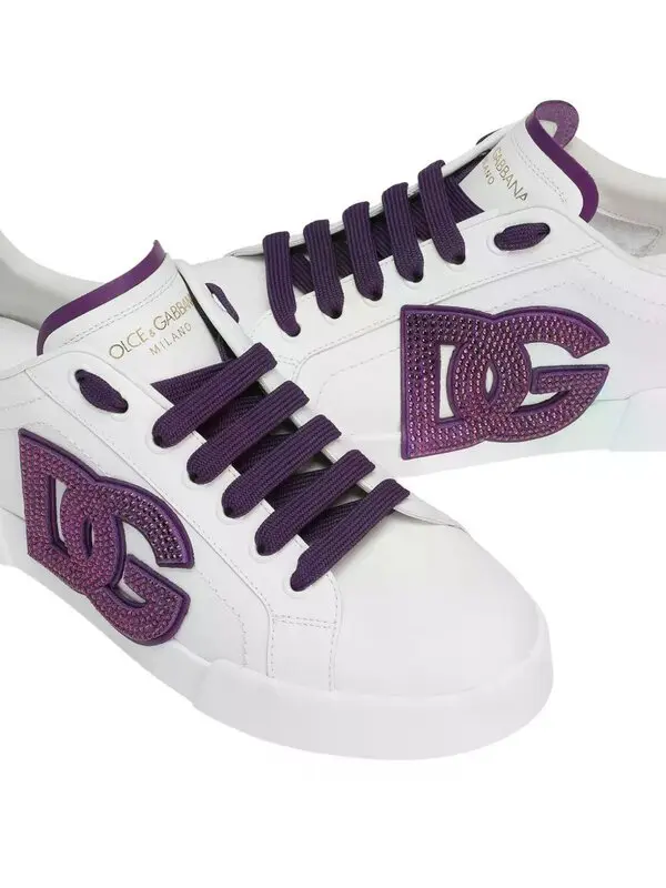 Dolce & Gabbana Crystal-embellished Leather Sneakers