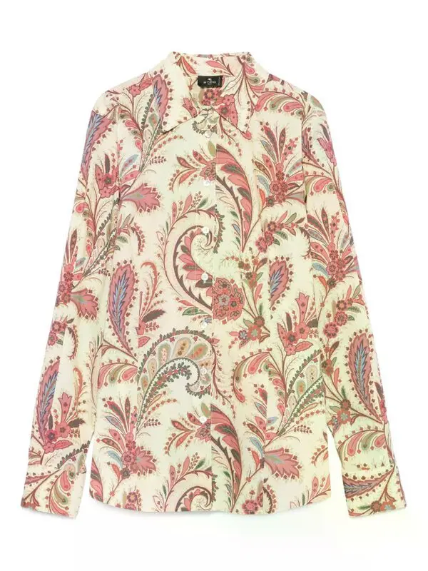 Etro Paisley-print Long-sleeve Poplin Shirt - Neutrals