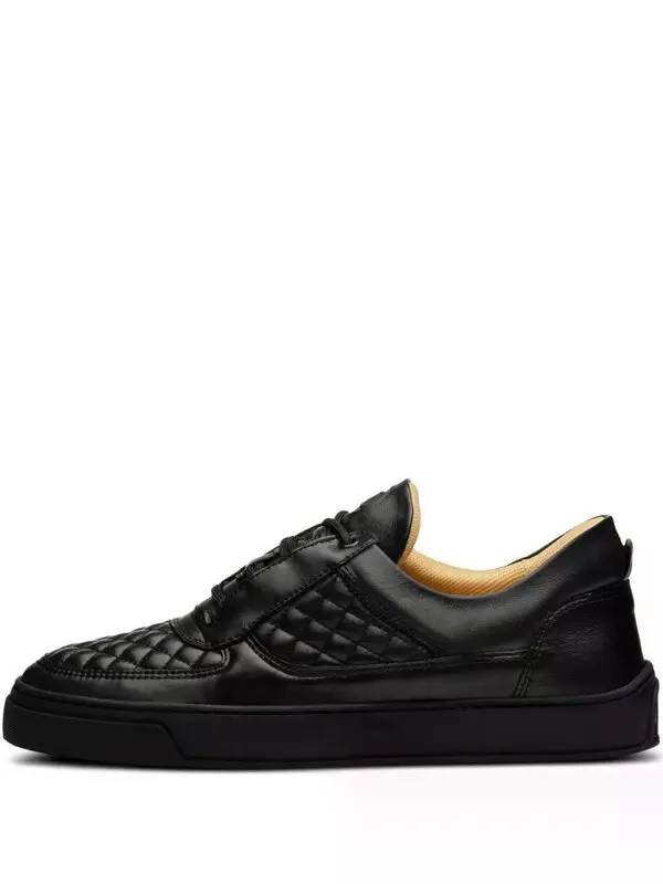 LEANDRO LOPES Faisca Quilted-pattern Leather Lace-up Sneakers - Black
