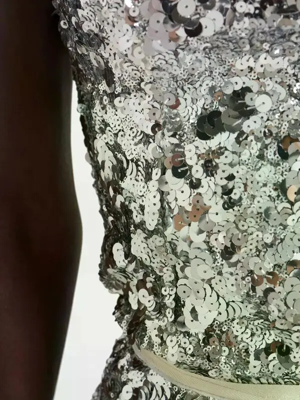 Prada Sequin Embellished Short-sleeved Blouse - Silver