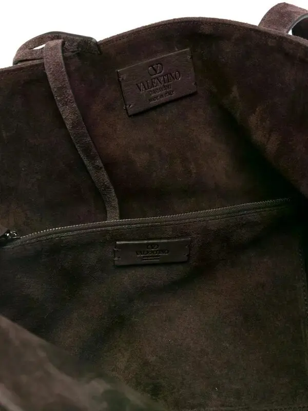 Valentino Garavani Suede Tote Bag With Mirror Embellishments