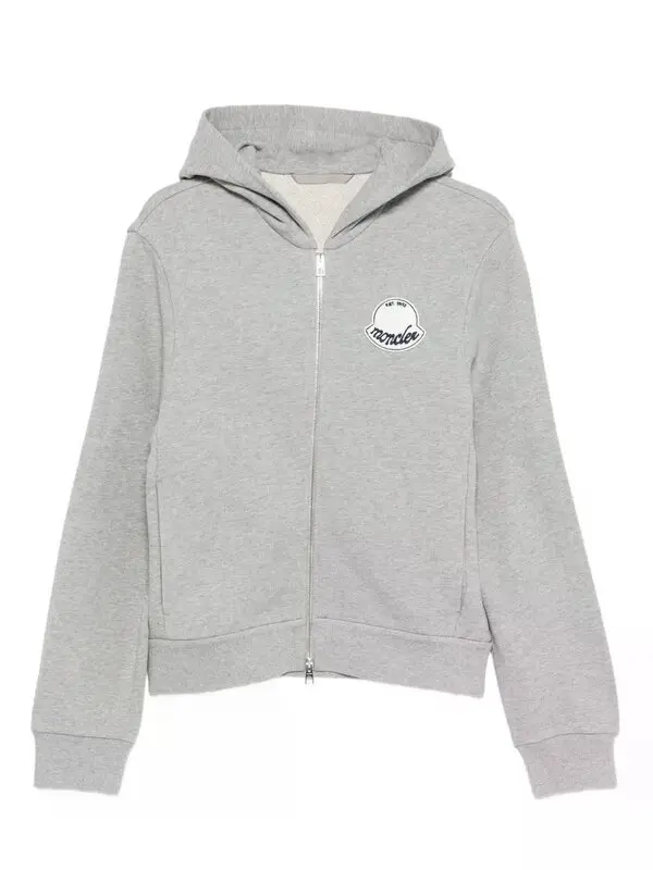 Moncler Logo Patch Zip-up Hoodie - Grey