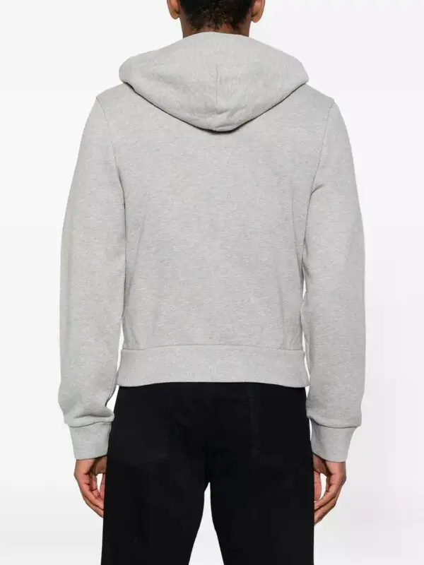 Moncler Logo Patch Zip-up Hoodie - Grey